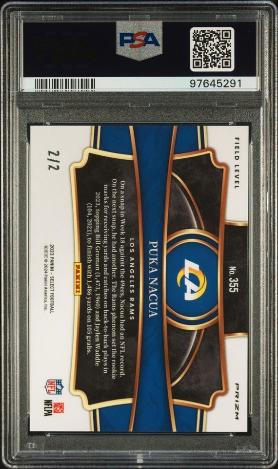 2023 Select Puka Nacua Green Black Snake Skin Prizm Field Level Rookie ...