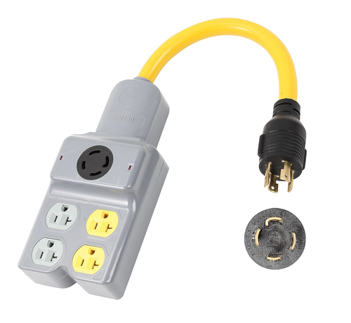 NEMA L14-30P to 4 Port 5-15R 5-20R L14-30R 5 Outlet 120/240V 30 Amp 4 ...