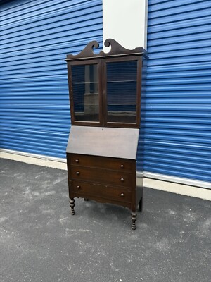 Vintage Rockford Antique Mahogany Secretary Desk w/Key and Secret ...