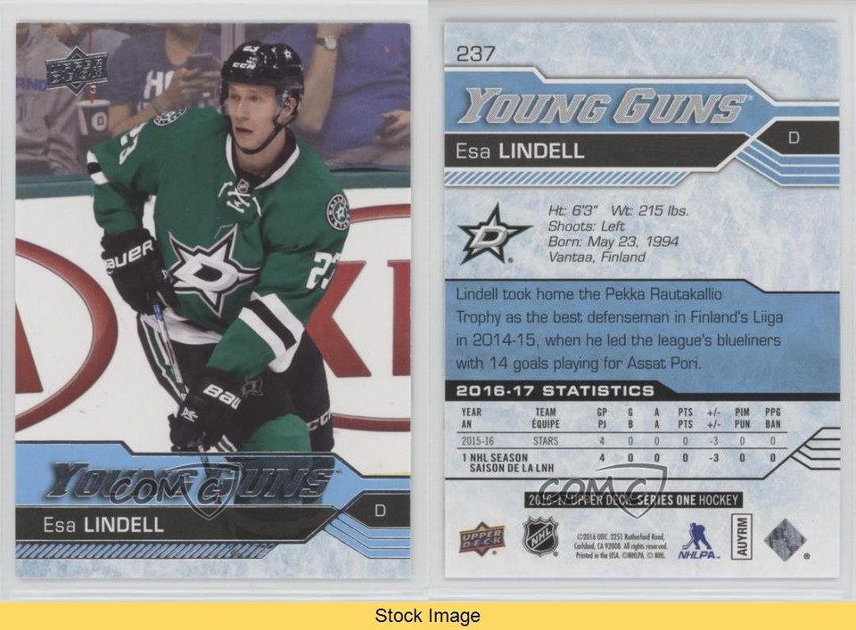 2016-17 Upper Deck Young Guns Esa Lindell #237 Rookie RC READ g0p | eBay