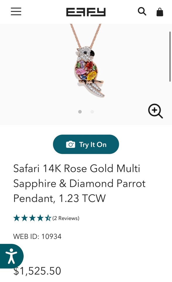 Effy Safari 14K Diamond Multicolored Sapphire Tsavorite Parrot Bird ...