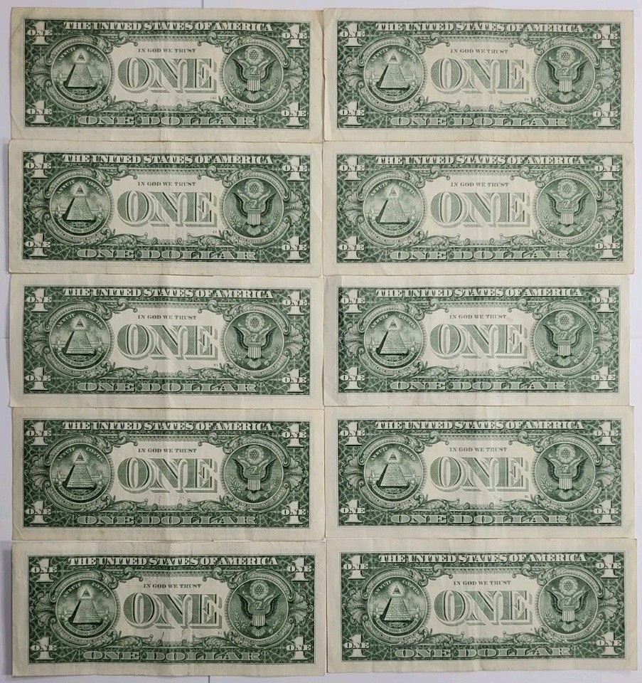 LUCKY 888 Ten $1 One Dollar Bills Fancy Serial Number Angle Numbers | eBay