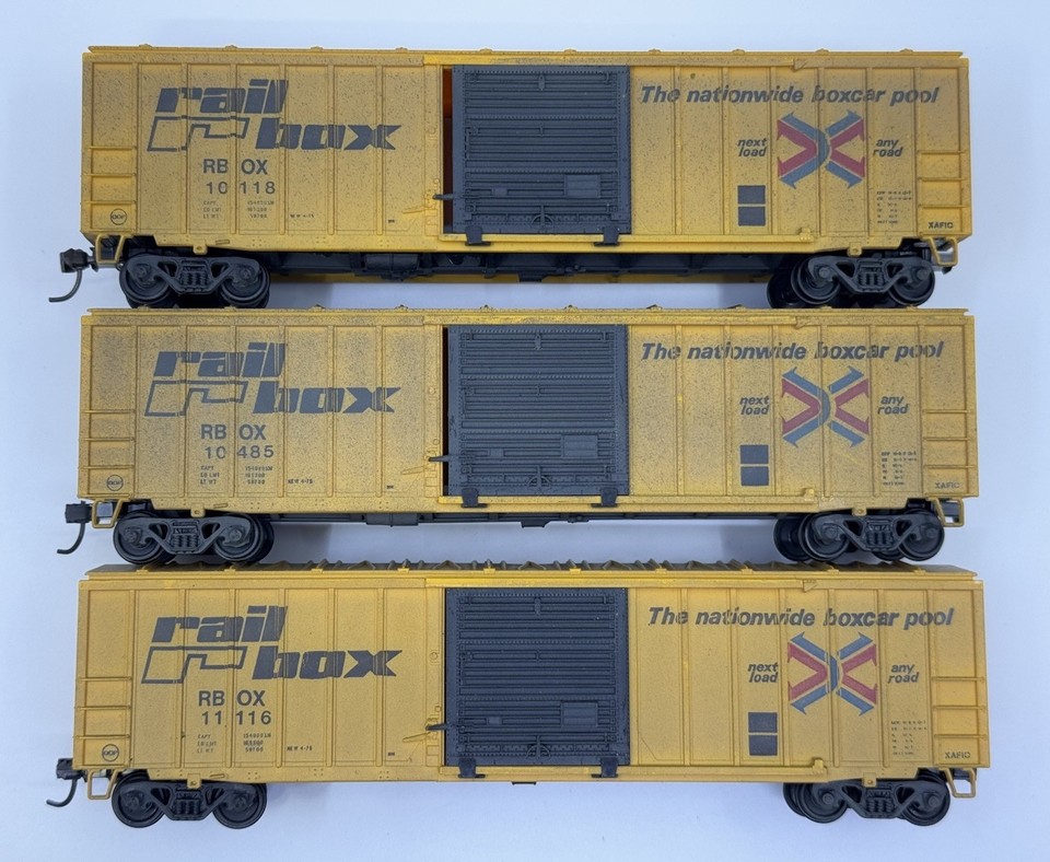 HO Lot of 3 Athearn? Railbox 50’ Single Door Boxcar RBOX | eBay