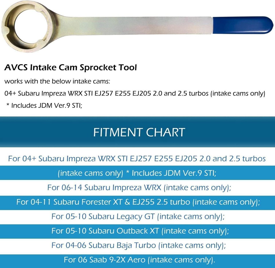 Intake Exhaust Cam Sprocket Tool Wrench Holder Kit Fits Subaru AVCS JDM ...