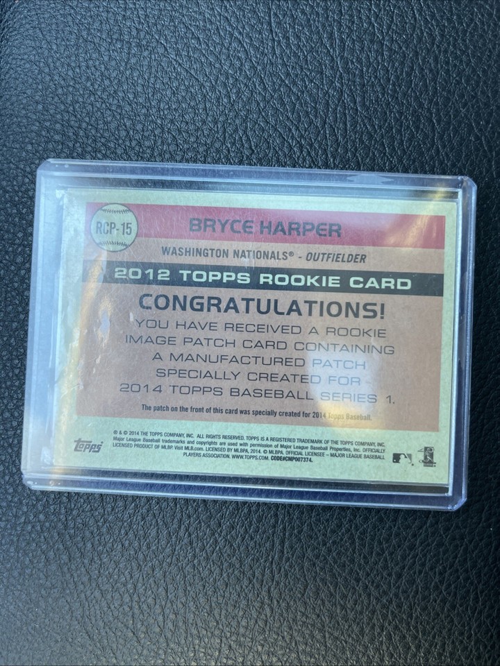 2014 Topps Manufactured Commemorative Rookie Card Patch Bryce Harper ...