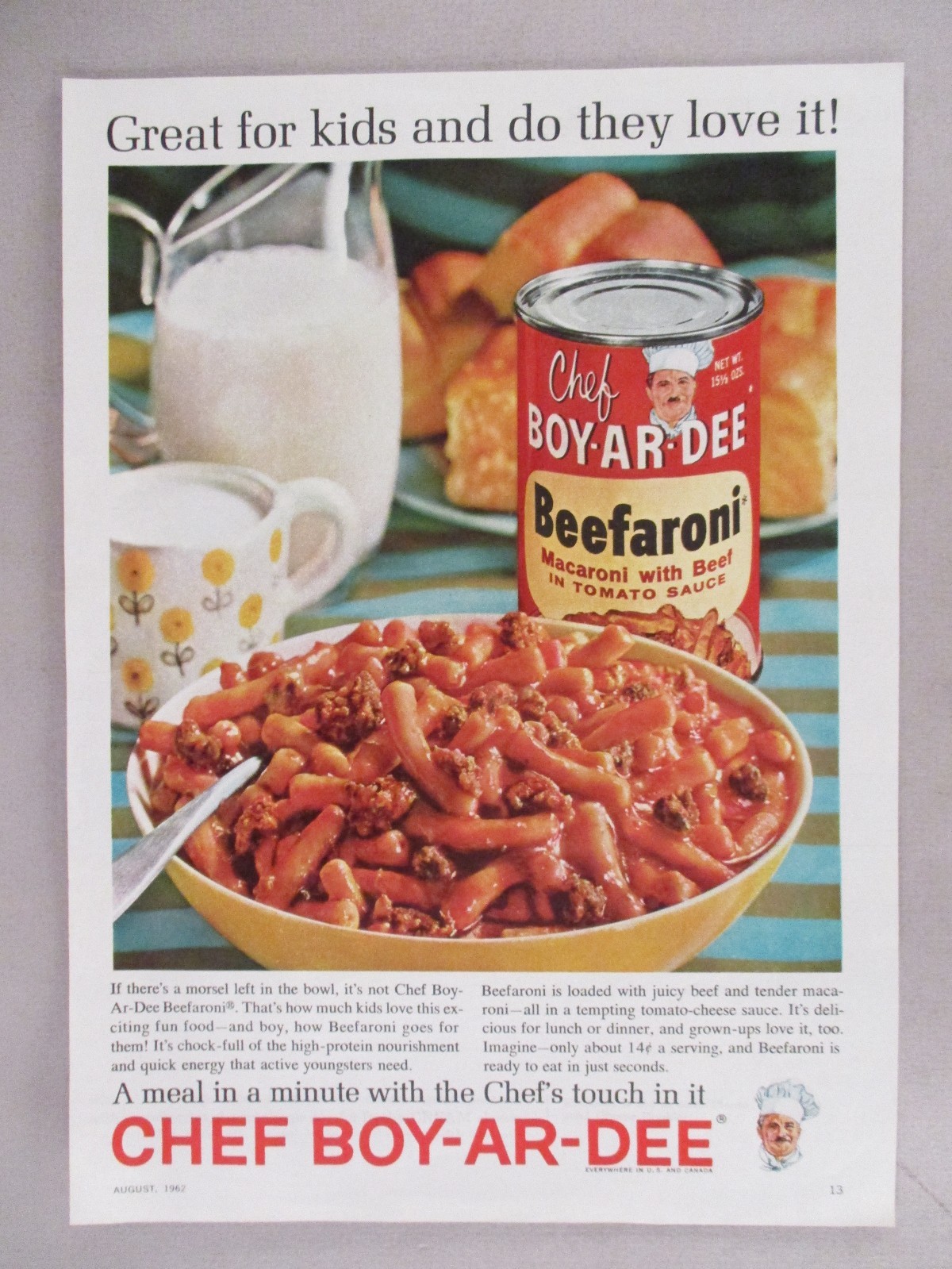 Chef-Boy-Ar-Dee Beefaroni PRINT AD - 1962 | eBay