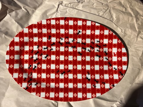 Pier 1 Imports Oval 16" Platter - Picnic Table w/ Black Ants Pattern | eBay