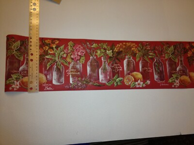 HERBS & SCENTS IN GLASS BOTTLES & MASON JARS PREPASTED KITCHEN BORDER ...