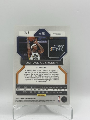 2021-22 Panini Prizm #127 Jordan Clarkson Fast Break Neon Green SSP #’d ...