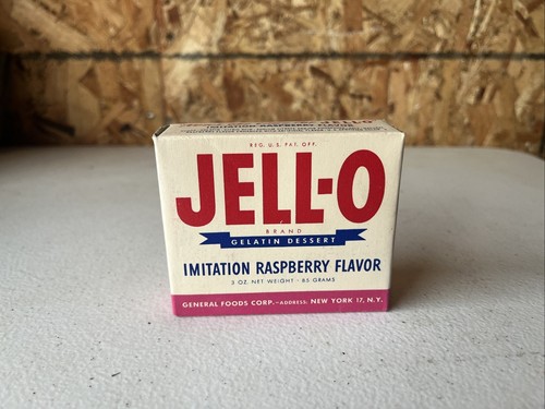 VINTAGE 1950's JELL-O BLACK RASPBERRY Flavor Full Box OLD STORE STOCK ...