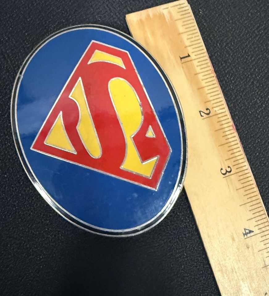 VTG Superman Superhero Belt Buckle Enamel Metal GTO Design Studios TM ...