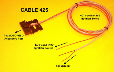 Cable 425 Speaker Ignition Sense Plug Motorola MOTOTRBO XPR4300 XPR4350 ...