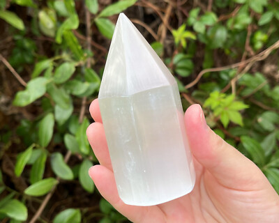 White Selenite Generator 4" Tall (Selenite 6-Sided Crystal Point, Tower ...