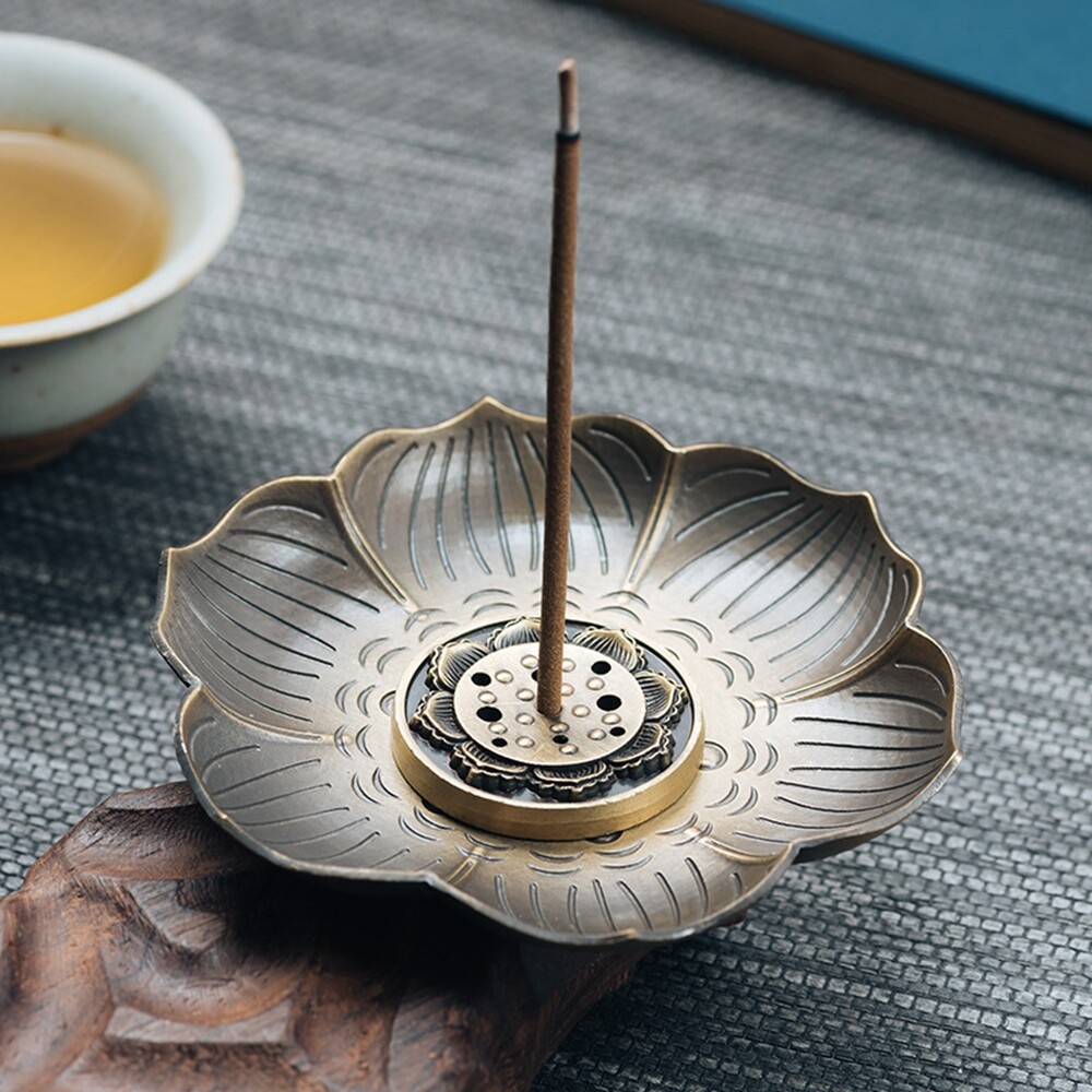 Retro Zinc Alloy Lotus Incense Censers Holder Stick Cone Censer Plate ...