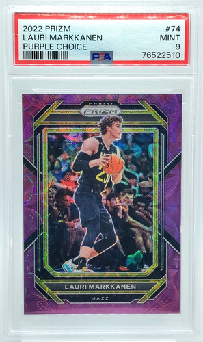 PSA 9 /20 Lauri Markkanen POP 1 2022-23 Prizm SP PURPLE CHOICE Utah ...