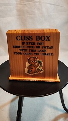 Vintage Wood Cuss Box Bank, Wooden souvenir bear coin Abilene Town B | eBay