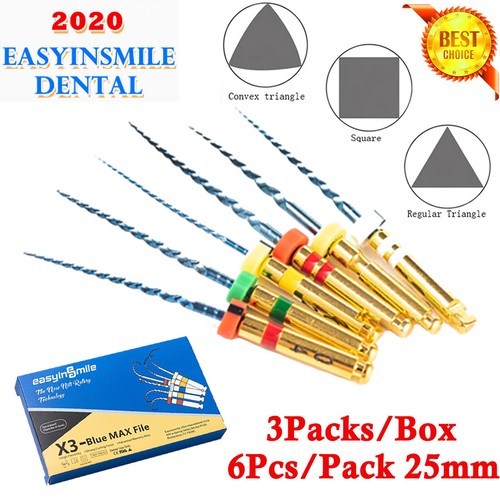 3Packs Dental Endo X3-Blue Max Flexible Files 25MM Endodontic Clean ...