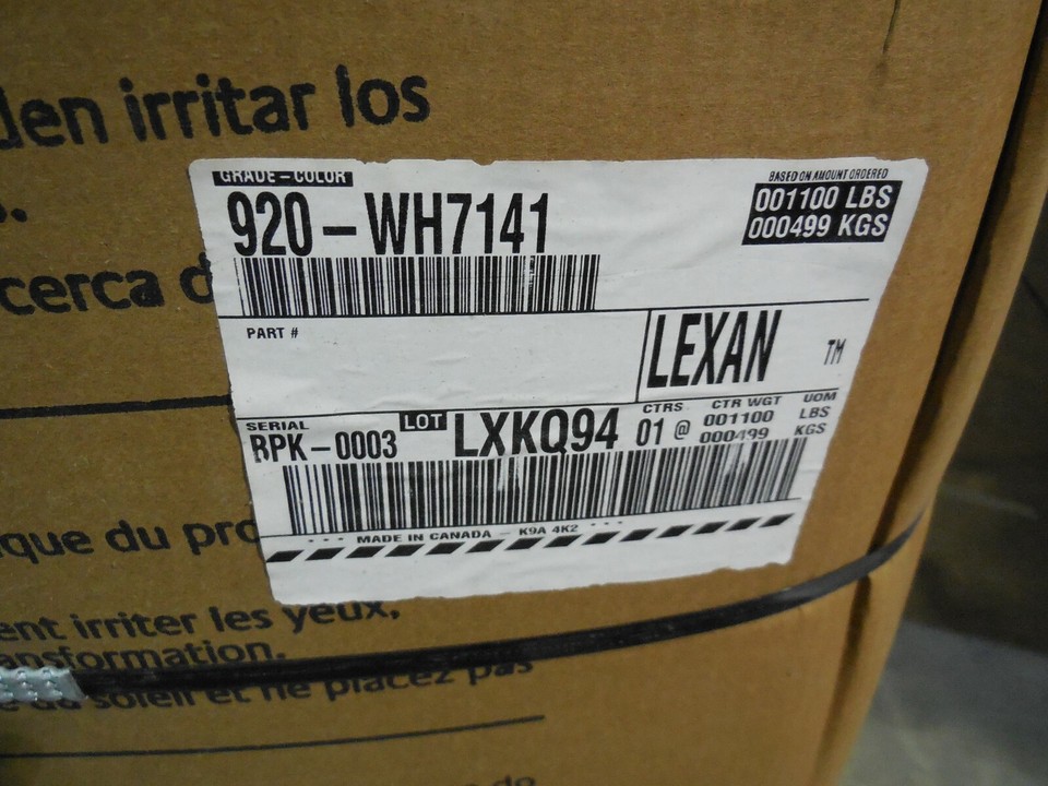 PC Lexan 920 White Polycarbonate Plastic Pellets Resin Material 10 Lbs ...