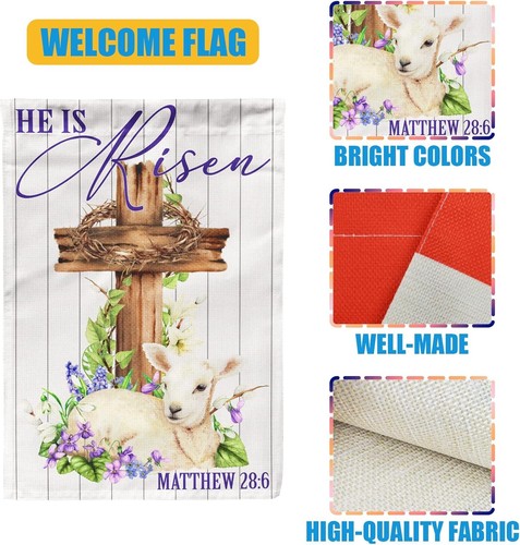 He is Risen Religious Garden Flags 12x18inch Burlap, 12.5"x18" | eBay