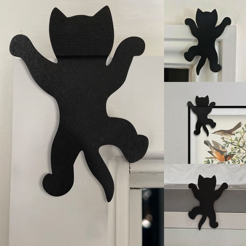 Wooden Cat Frame Wall Hanging Cute Cat Shaped Decorative Home Interior ...