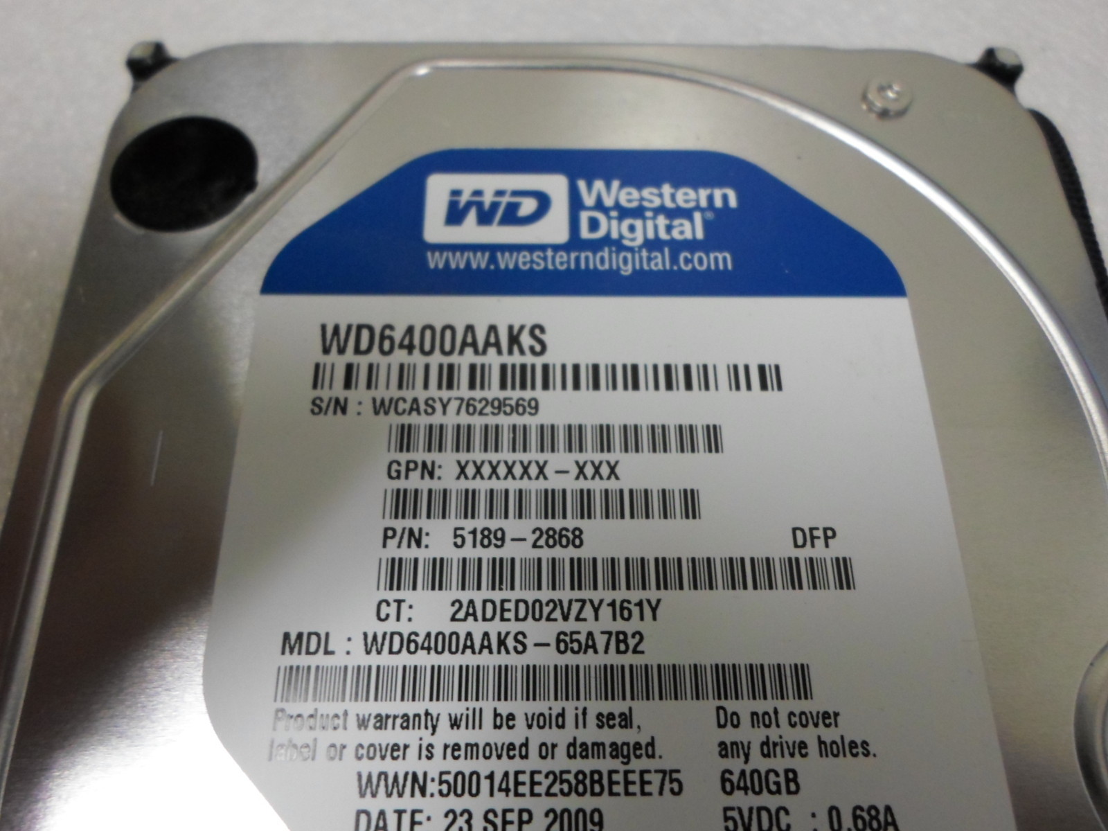 WESTERN DIGITAL WD6400AAKS-65A7B2 HP 5189-2868 640GB SATA HDD | eBay