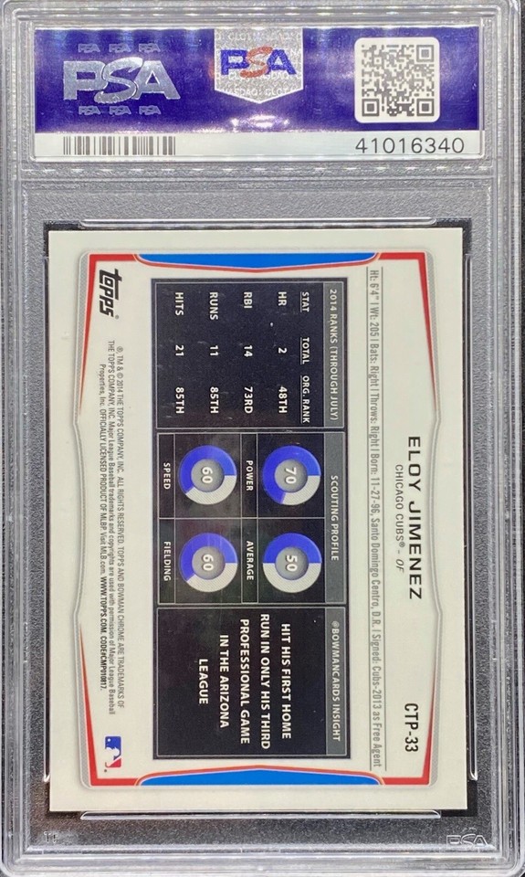 2014 Bowman Chrome Eloy Jimenez 1st Prospect #CTP33 PSA 10 GEM MINT | eBay