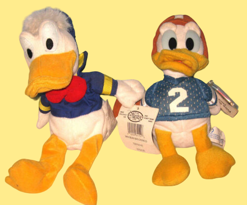DISNEY MINI PLUSH DONALD DUCK MINI BEAN BAG RETRO STYLE AND TOUCHDOWN ...