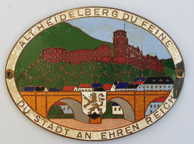 Vintage German Du Stadt An Ehren Reich Heidelberg Enamel Car Badge | eBay