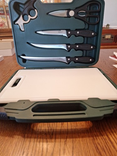 6 PC FISH FILLET KNIFE SET W/CASE- Fillet Knives Scissor Sharpener ...