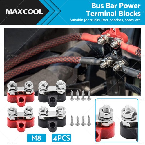 2x 5/16" M8+M8 Bus Bar Terminal Blocks Negative Positive Distribution ...