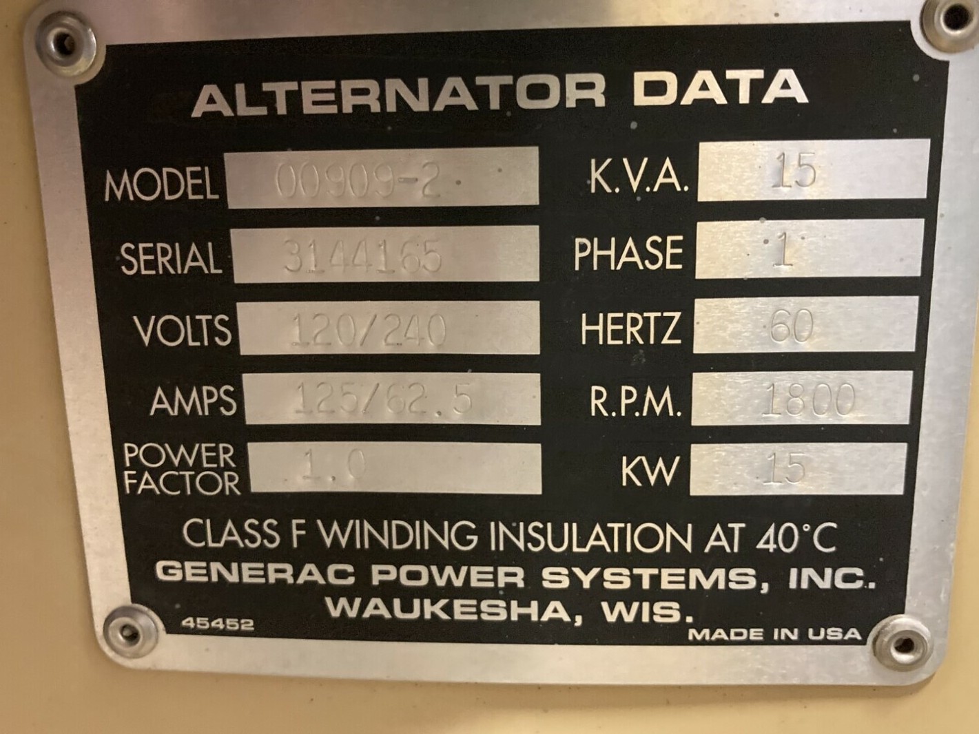 Generac Guardian 15kw Liquid Cooled Standby Generator 120/240v, 00909-2 ...