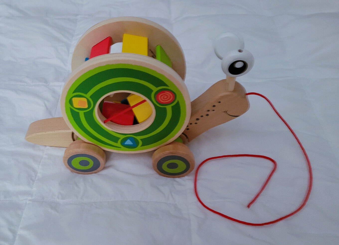 Hape Walk-A-Long Snail Toddler Wooden Pull Toy & Shape Sorter | eBay