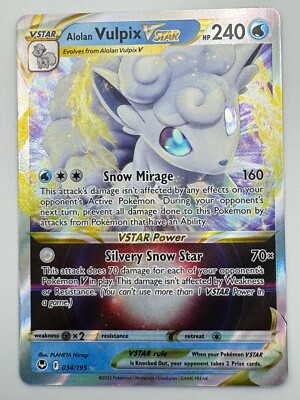 Pokemon TCG Card Silver Tempest Alolan Vulpix VSTAR 034/195 Full Art ...