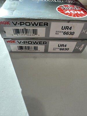Set of Four (4) NGK UR4, V-POWER, Spark Plugs, Stock No. 6630 NEW IN ...