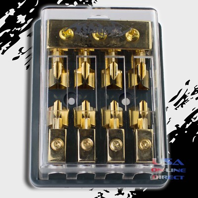 GOLD MAXI FUSE DISTRIBUTION BLOCK THREE 2/4 GA IN FOUR 8 GAUGE OUT 12V ...