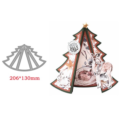 3D Christmas Tree Folding Card Metal Cutting Dies Diy Scrapbooking ...