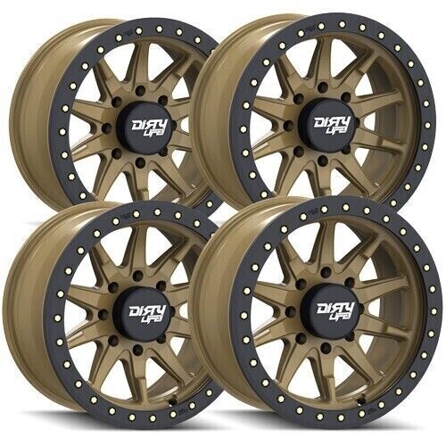 (Set of 4) Dirty Life 9304 DT-2 17x9 5x5" -12mm Gold Wheels Rims 17 ...
