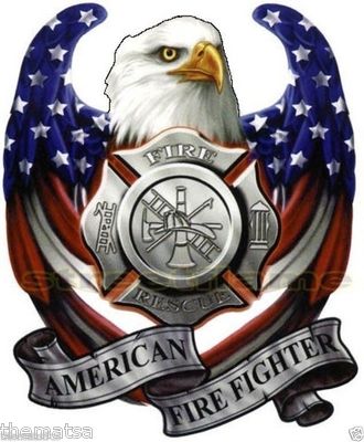 AMERICAN FIREFIGHTER EAGLE FLAG 6" FIRE HELMET BUMPER STICKER DECAL ...