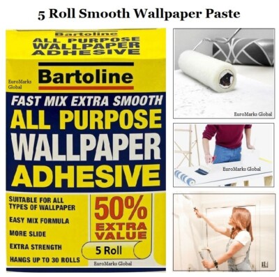 5 Roll Extra Strong Wallpaper Adhesive Paste Super Stick Wall Paper ...