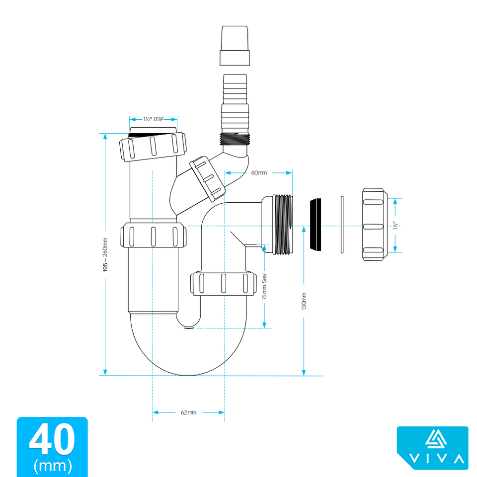 Kitchen Sink Waste Trap Single Appliance Spigot Washing Machine OR ...