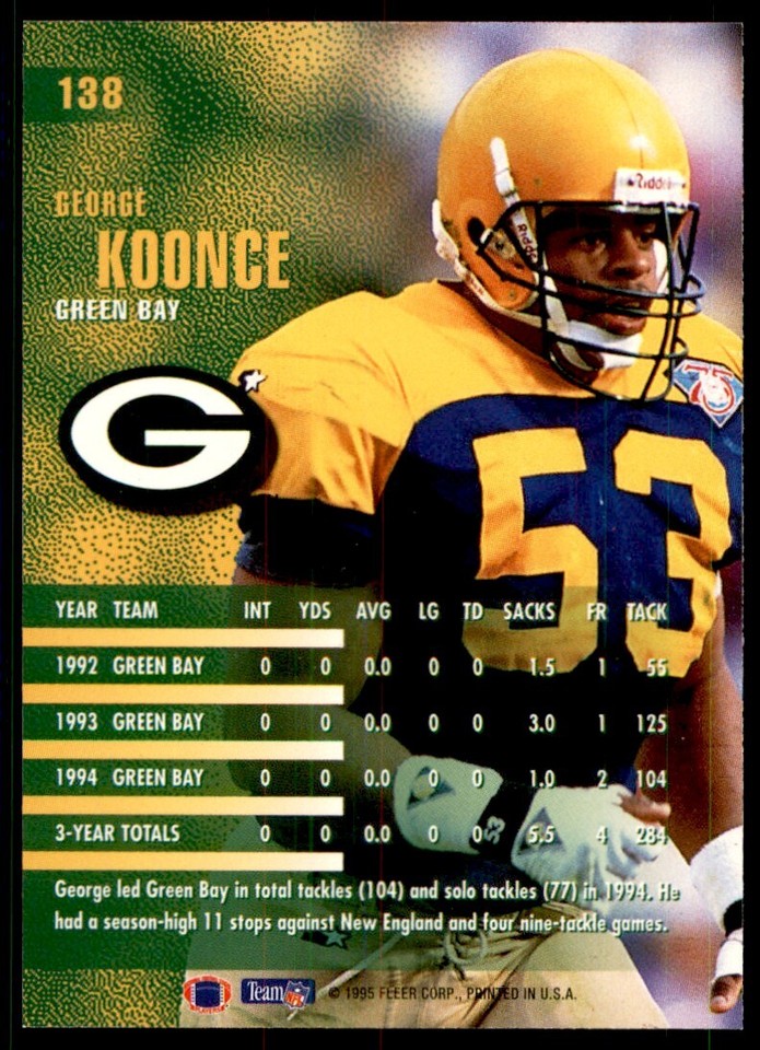1995 Fleer #138 George Koonce | eBay