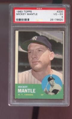 1963 Topps #200 Mickey Mantle New York Yankees PSA 4 Graded MLB ...