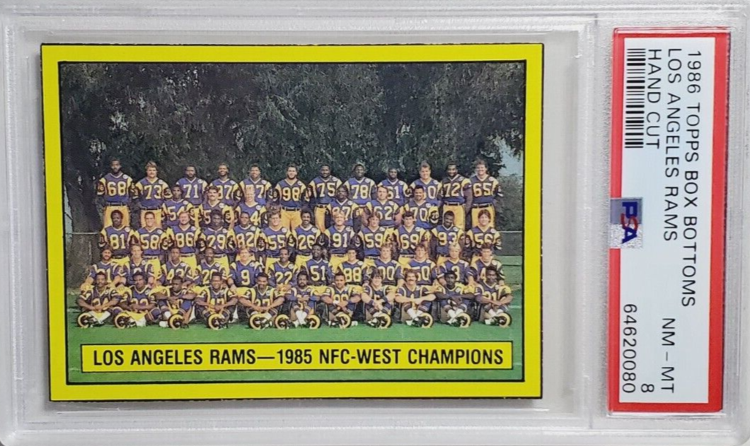 1986 Topps Football Box Bottom Los Angeles Rams Team Card PSA 8 NM-MT ...