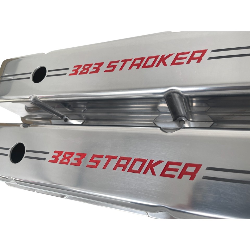 383 Stroker Small Block Chevy Valve Covers - Engraved Red/Black Logo ...