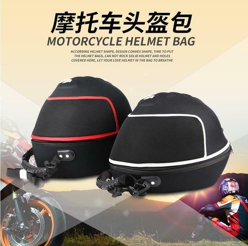 Universal Racing Black Motorcycle Bike Red Helmet Bag Head Lid Carry ...