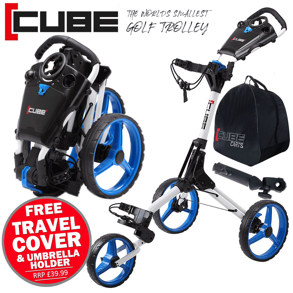 Cube Golf Trolley by SkyMax One Click 3 Wheel Folding Cart Lightweight ...
