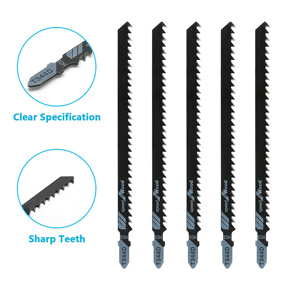 5Pcs T344D T-Shank Jigsaw Blades, 6 Inch Long Jigsaw Blades High Carbon ...