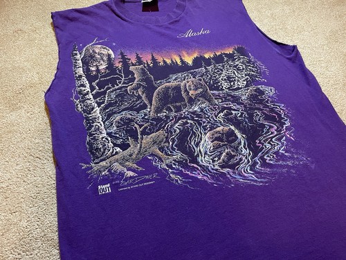 Vintage Alaska Nature Tank Top Stand Out Designs Men’s Purple Muscle ...