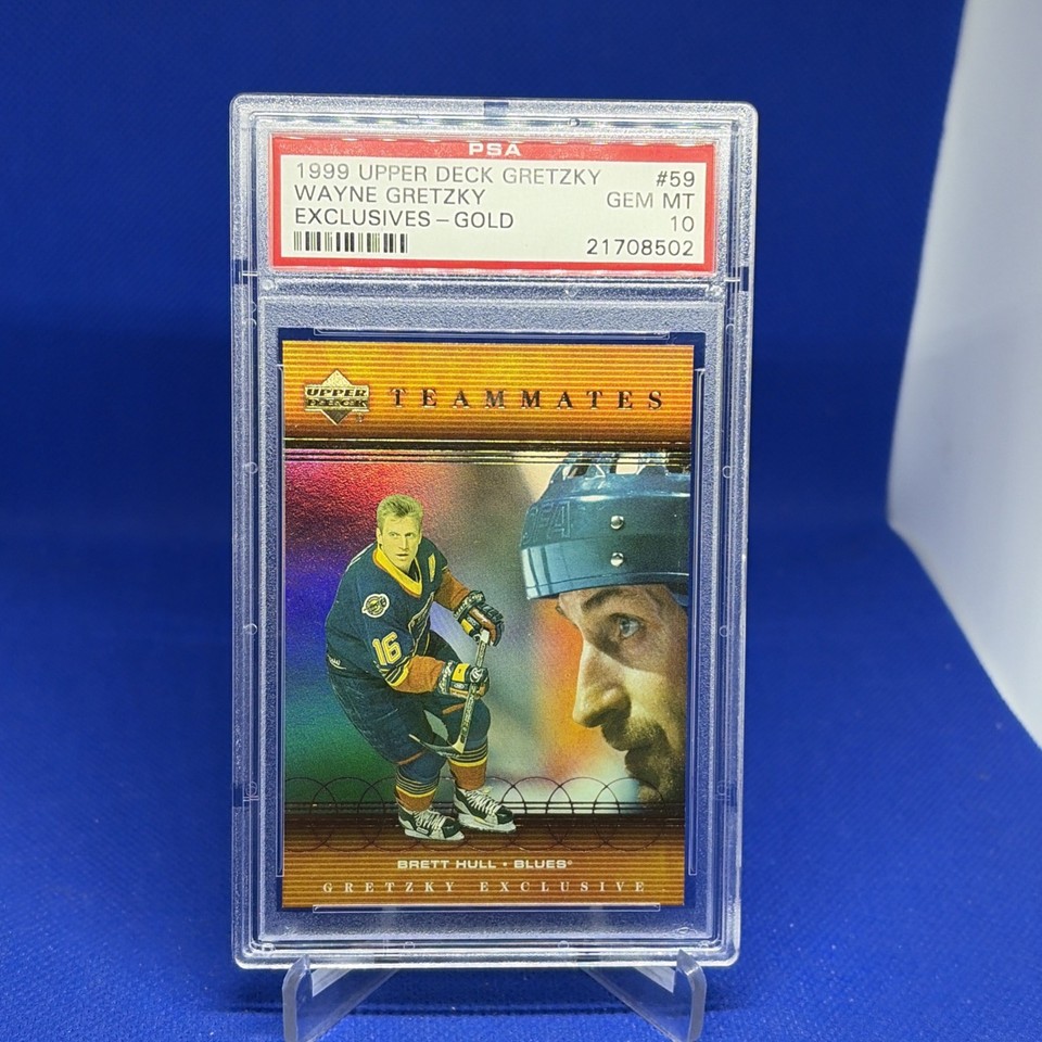 1999 Upper Deck Wayne Gretzky Exclusives Gold #59 Brett Hull /99 PSA 10 ...