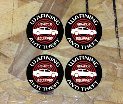 4 Car Anti Theft Decals HD USA Made Outside Glass Security Window ...